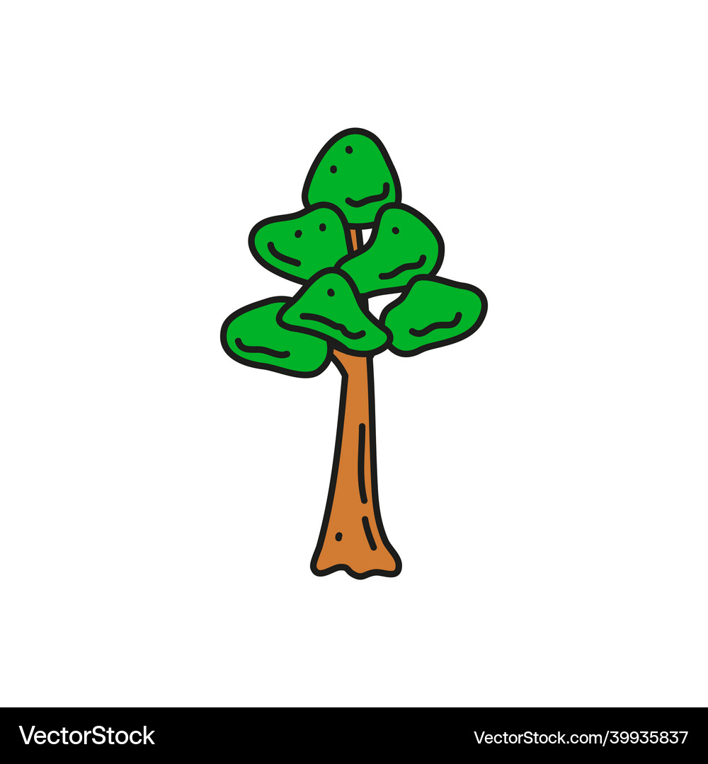 Doodle colored tree icon Royalty Free Vector Image