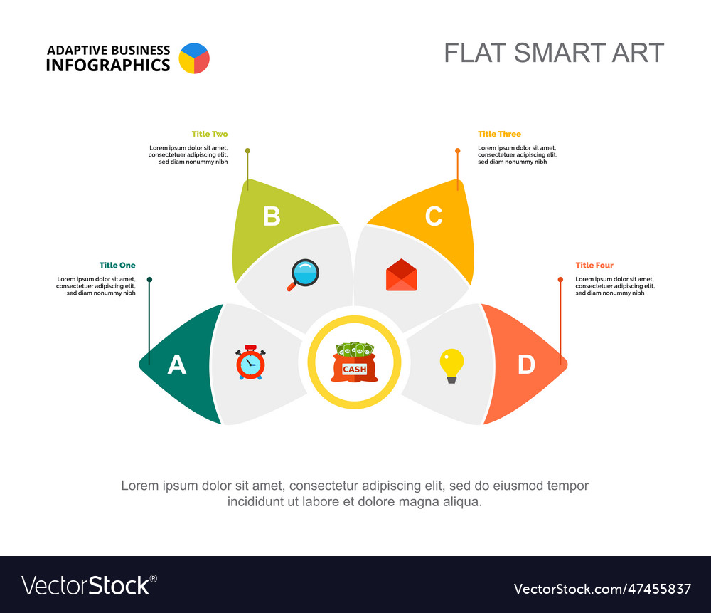 Four strategy elements slide template Royalty Free Vector