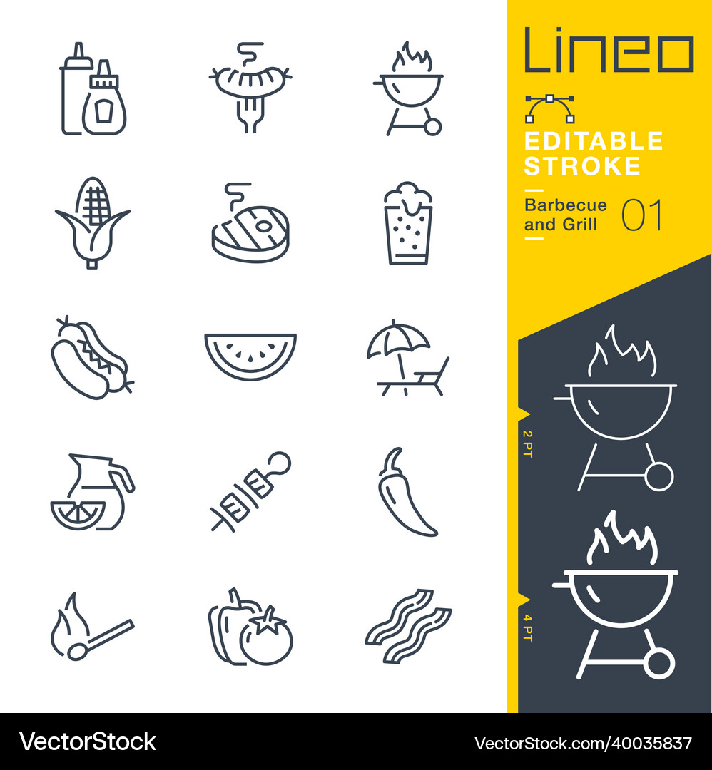 Lineo editable stroke - barbecue and grill line Vector Image