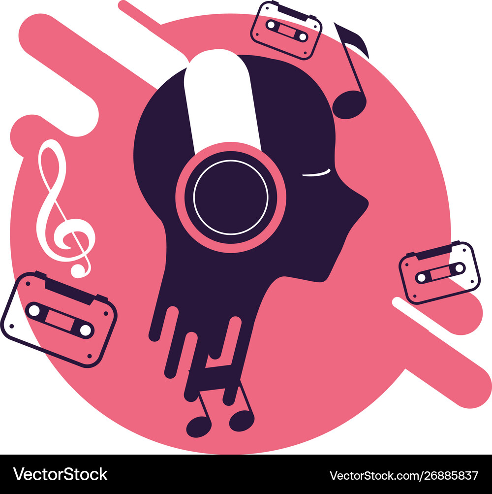 Music sound flat design style Royalty Free Vector Image
