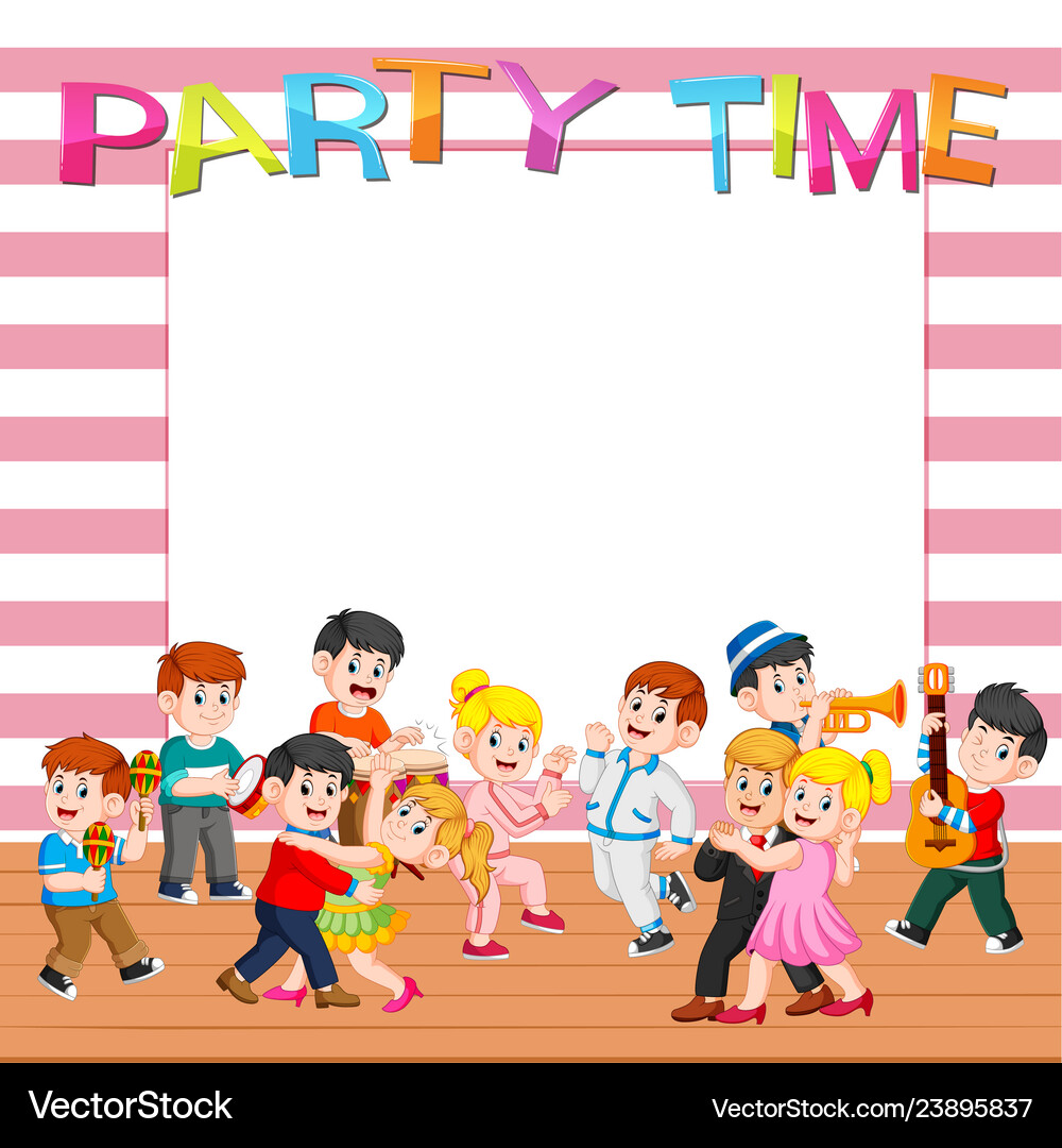 Paper template with people having party Royalty Free Vector