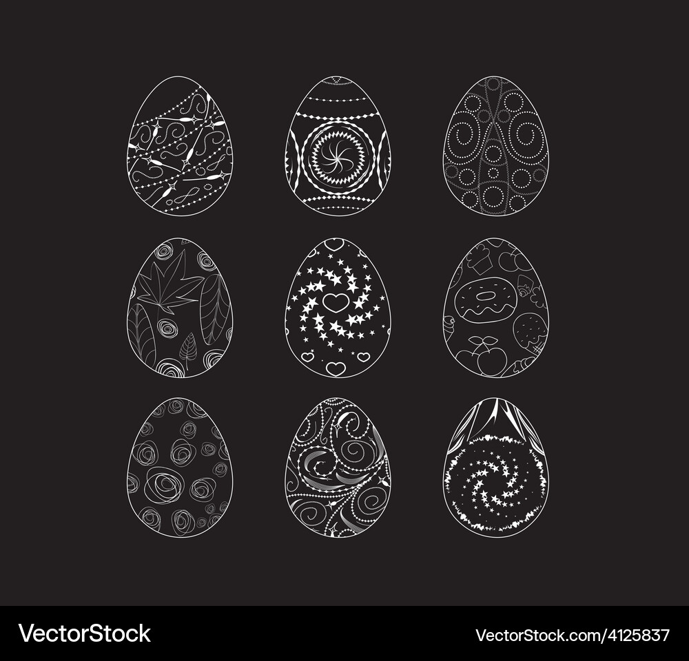 Set of easter eggs doodle decorated with ornament Vector Image