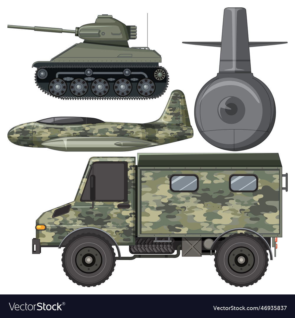 Set of military vehicles Royalty Free Vector Image