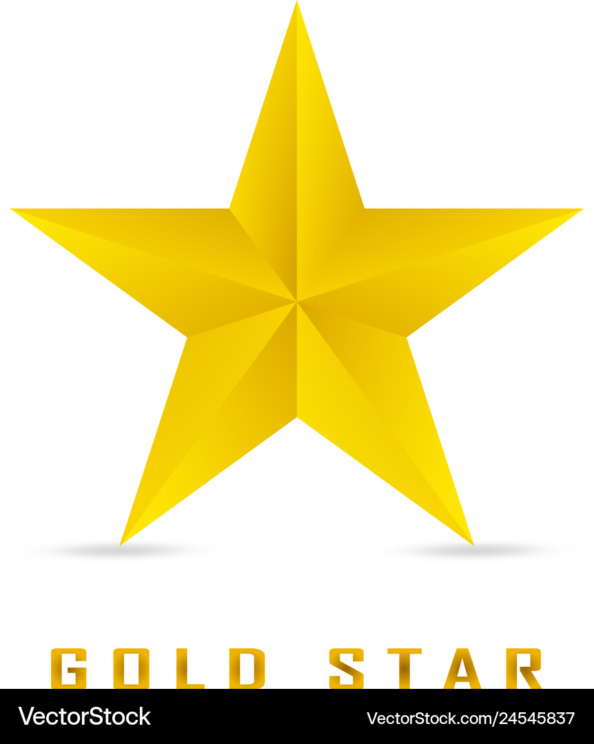 Single golden star shine on white background Vector Image