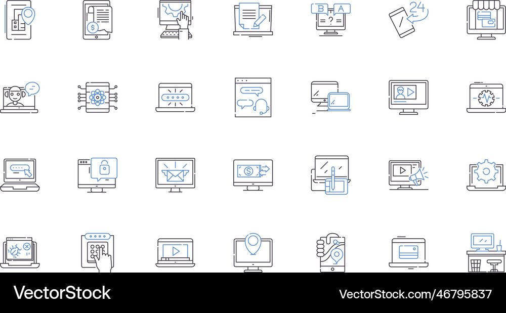 Virtual world line icons collection avatar Vector Image