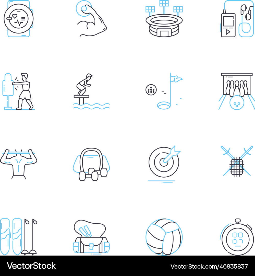 Weightlifting linear icons set strength stamina Vector Image