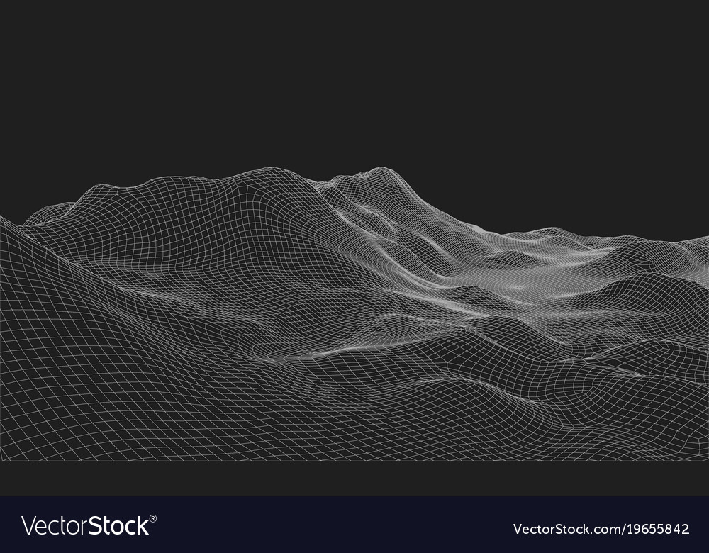 3d wireframe terrain wide angle eps10 Royalty Free Vector