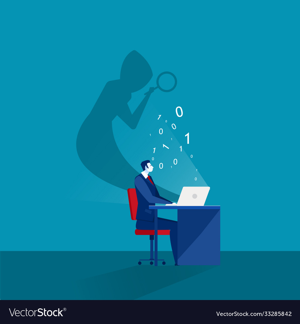 Businessman looking on laptop computer Royalty Free Vector