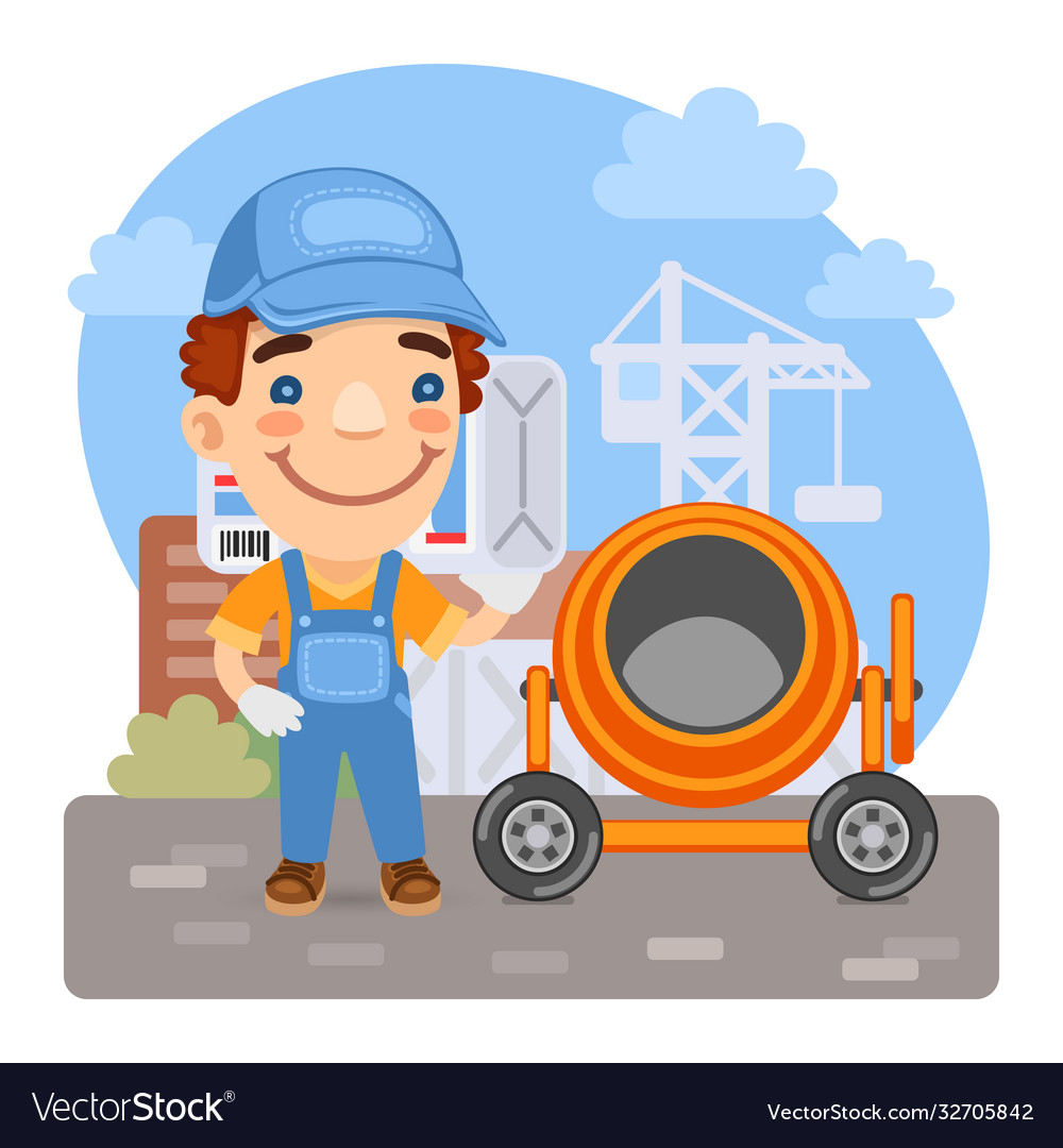 Cartoon loader construction worker Royalty Free Vector Image