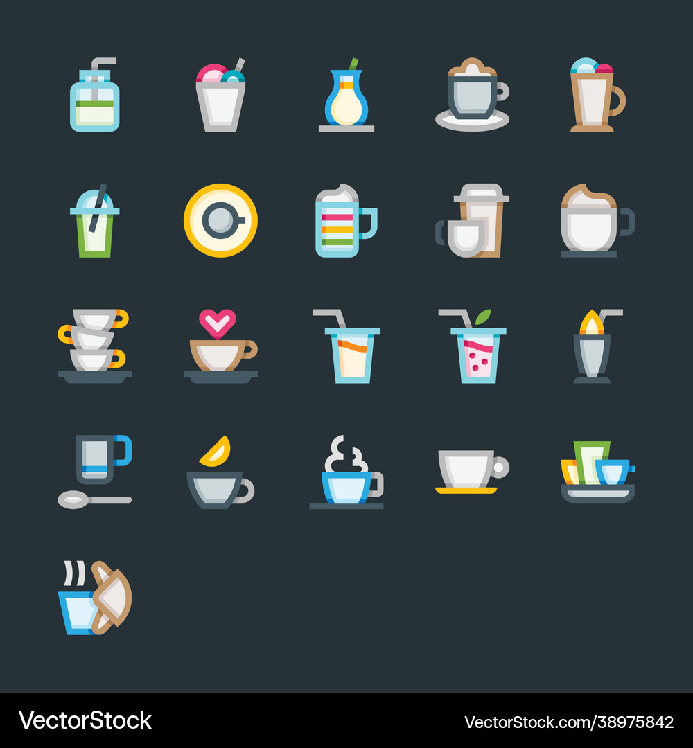Cups and mugs icons Royalty Free Vector Image - VectorStock