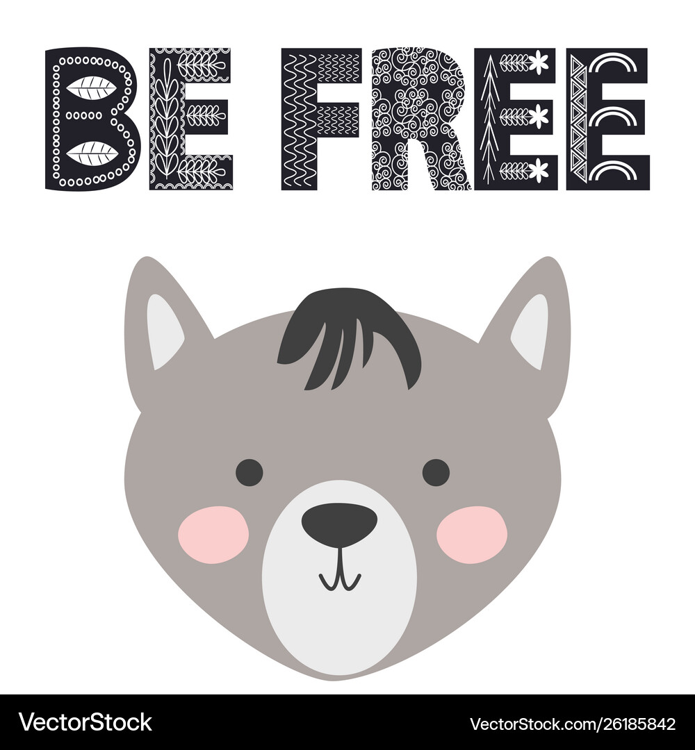 Cute little wolf smiling face with graceful Vector Image