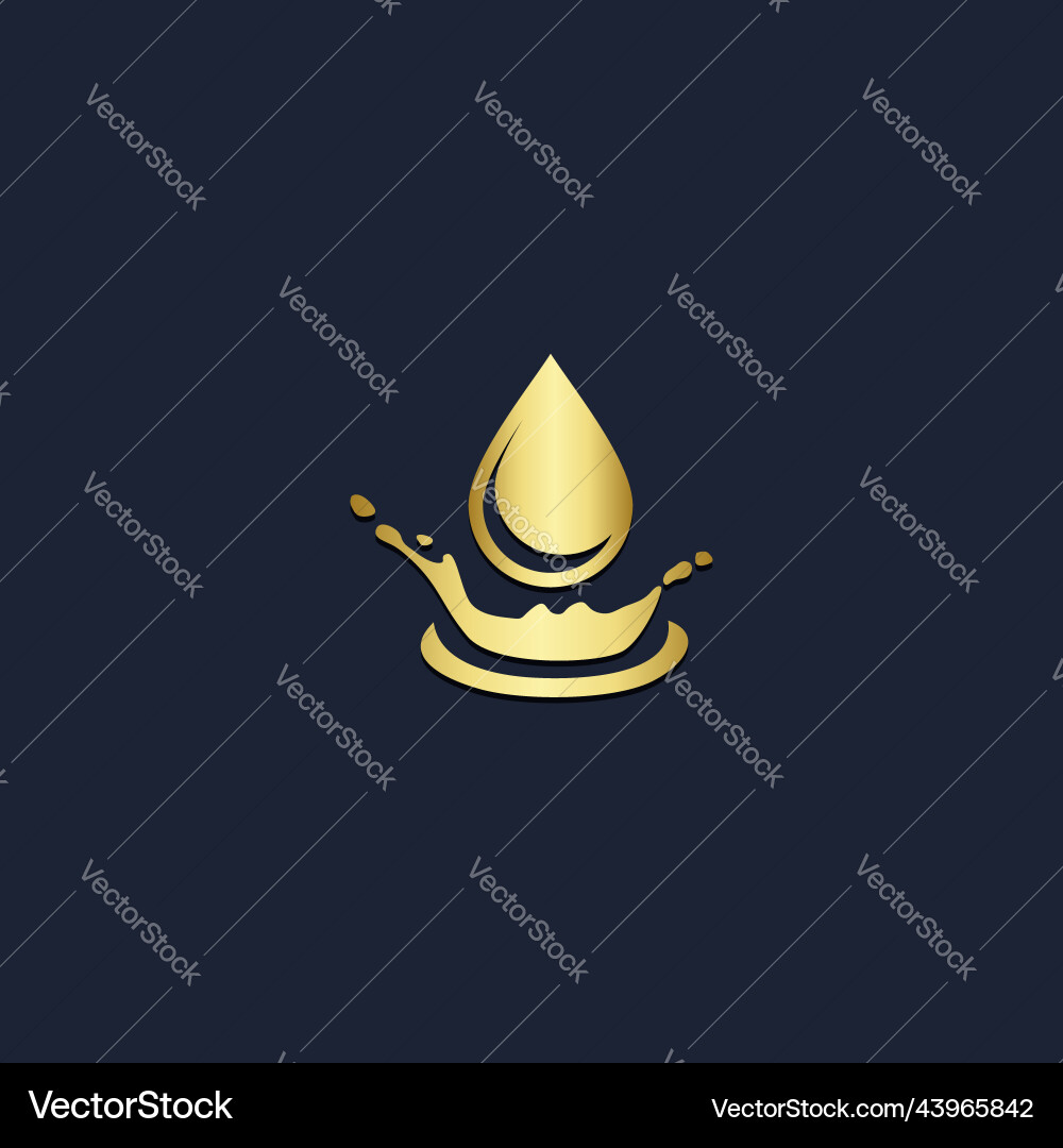 Droplet splash water gold logo Royalty Free Vector Image