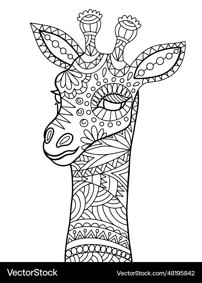Giraffe outline sketch art Royalty Free Vector Image