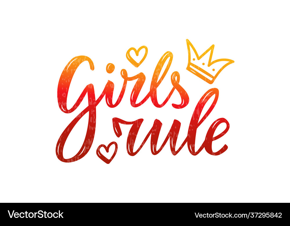 Girls rule red gradient lettering with textured Vector Image