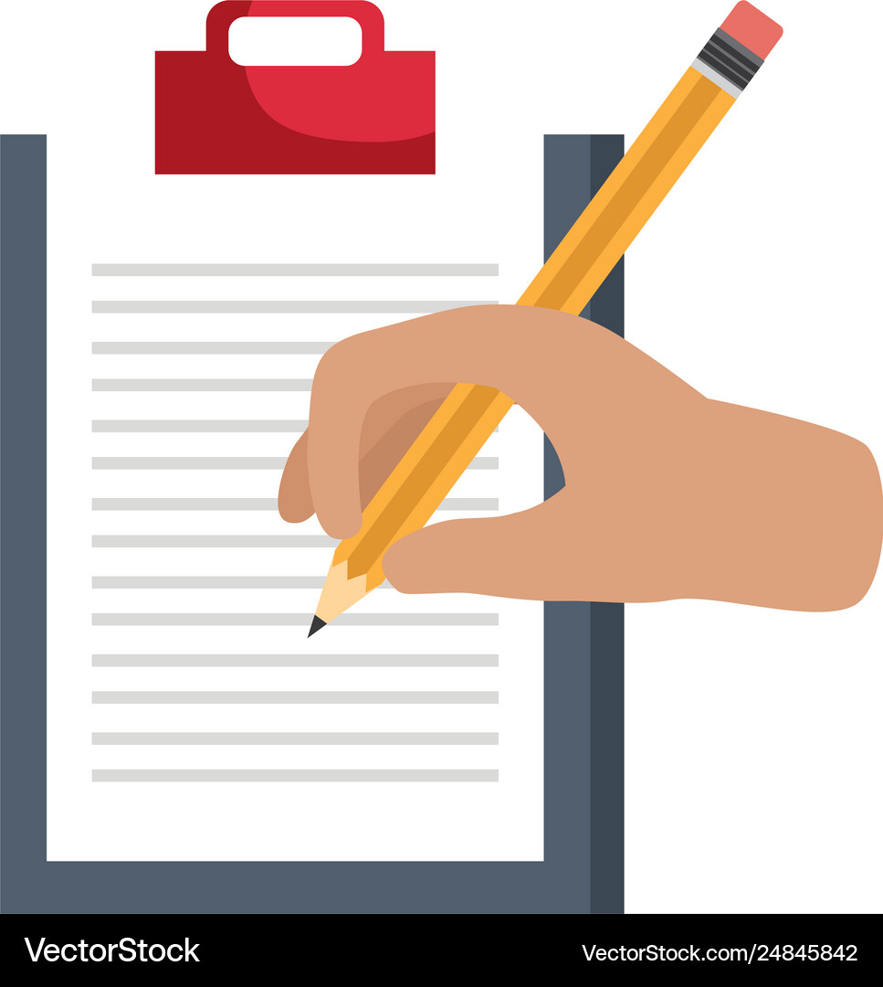 Hand writing in clipboard checklist isolated icon Vector Image