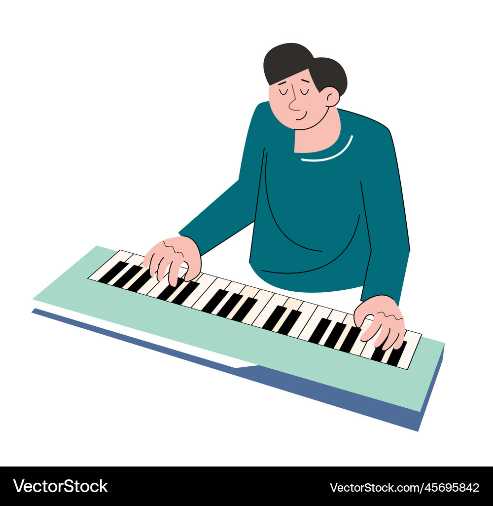 Hobby character people play keyboard Royalty Free Vector