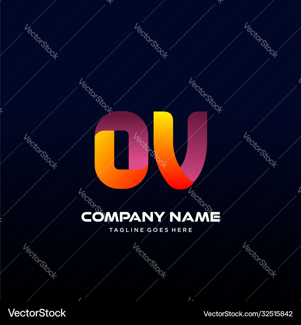 Letter ov initial logo with colorful Royalty Free Vector