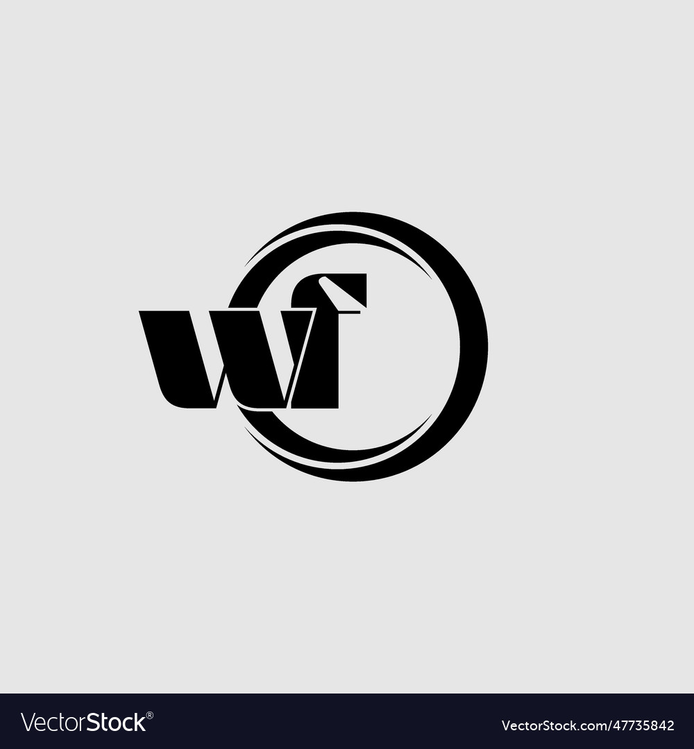 Letters wf simple circle linked line logo Vector Image