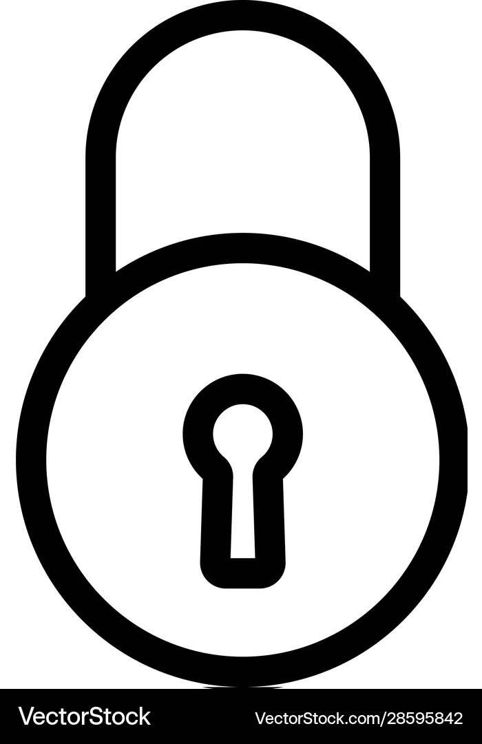 Lock for door icon isolated contour Royalty Free Vector
