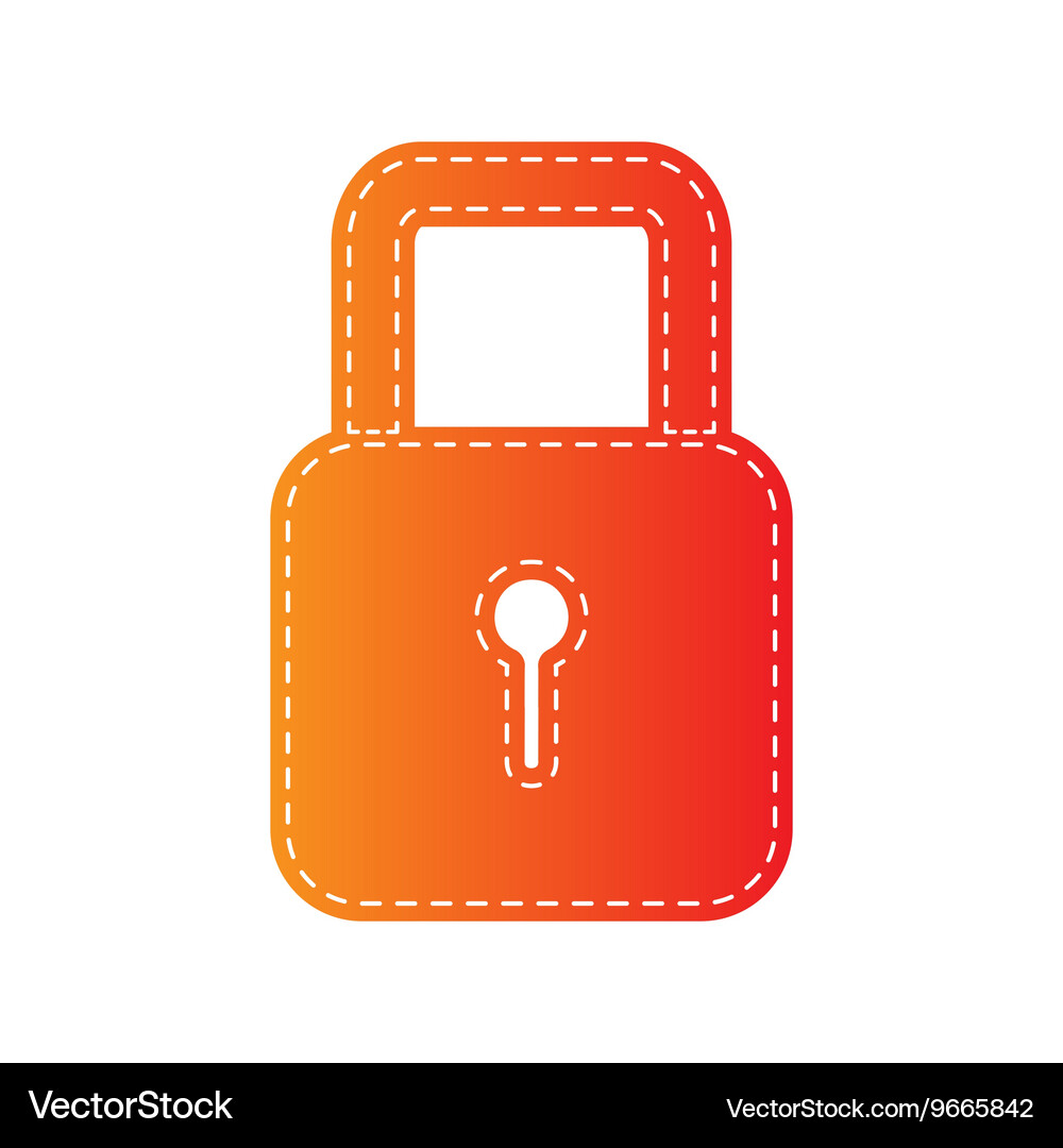 Lock sign orange applique isolated Royalty Free Vector Image
