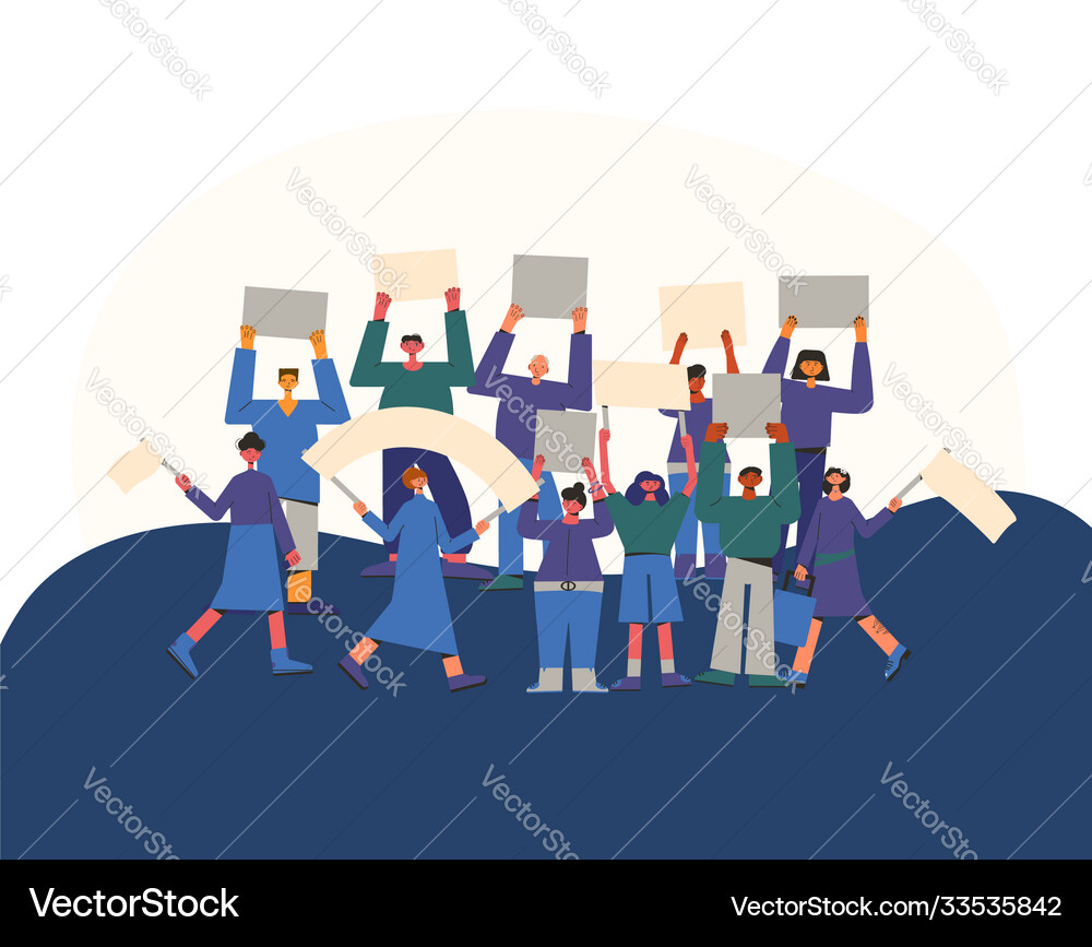 People taking part protest parade or rally Vector Image