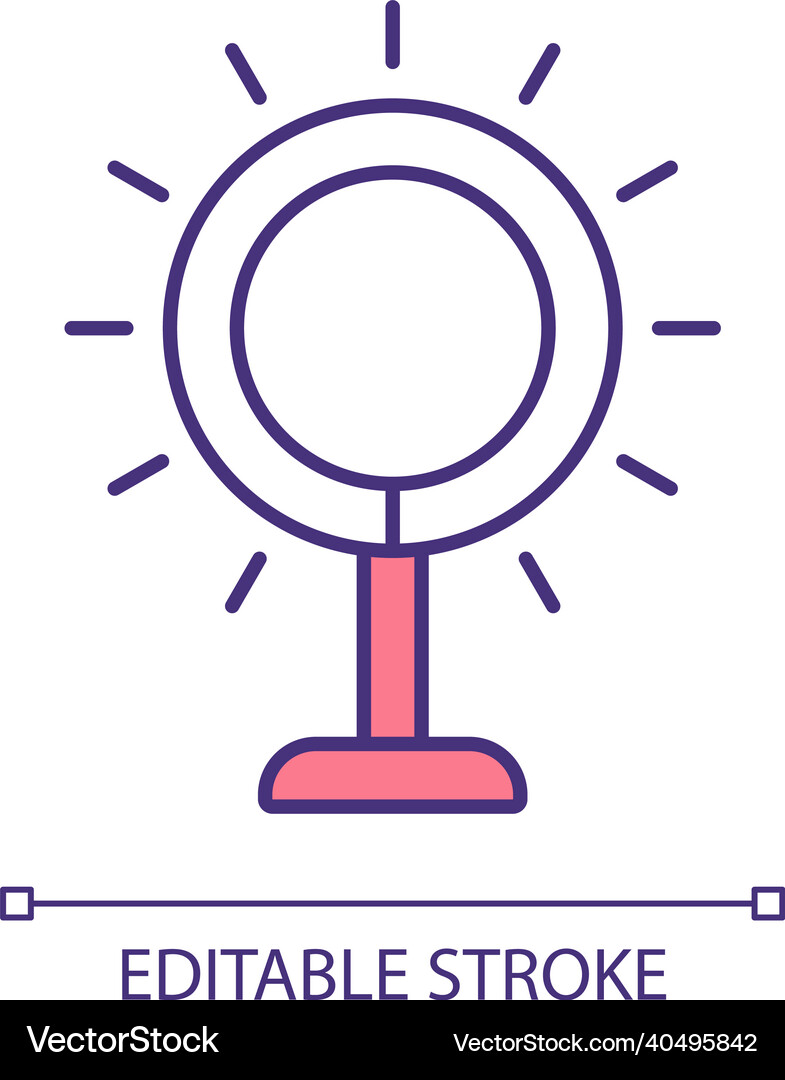 Ring light with stand rgb color icon Royalty Free Vector