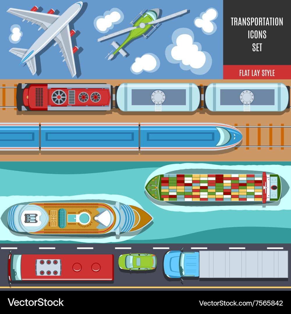 Transportation colorful icons set Royalty Free Vector Image