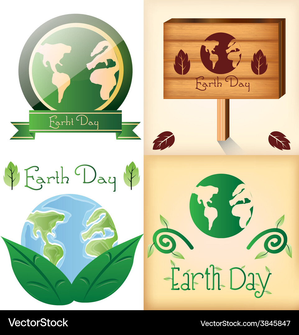 A set backgrounds and labels with our planet Vector Image