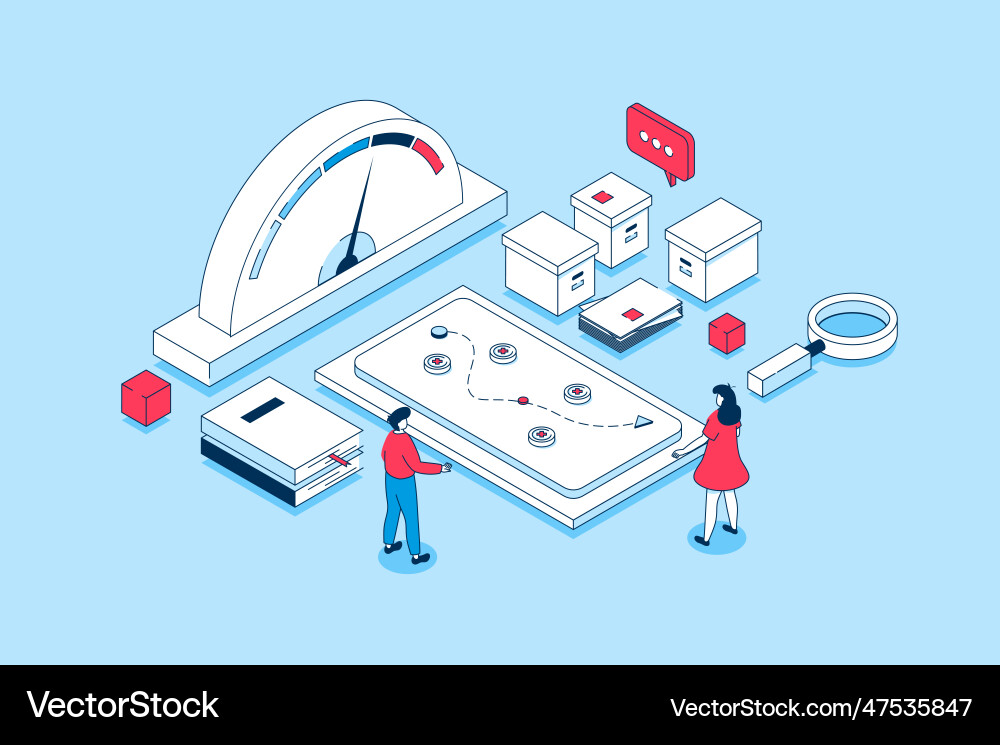 Crisis management concept in 3d isometric design Vector Image