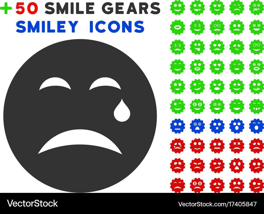 Cry smiley icon with bonus collection Royalty Free Vector