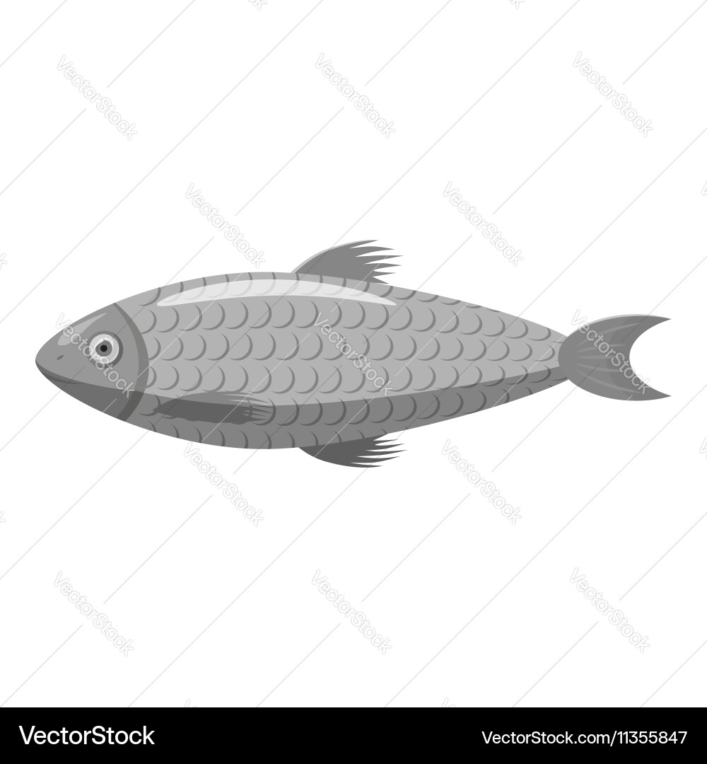 Fish icon gray monochrome style Royalty Free Vector Image