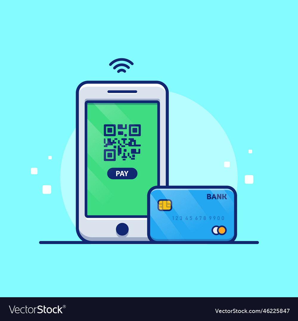 Handphone with payment application bar code Vector Image