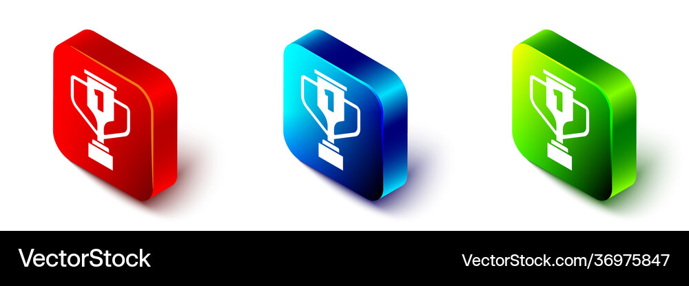 Isometric award cup with golf icon isolated Vector Image