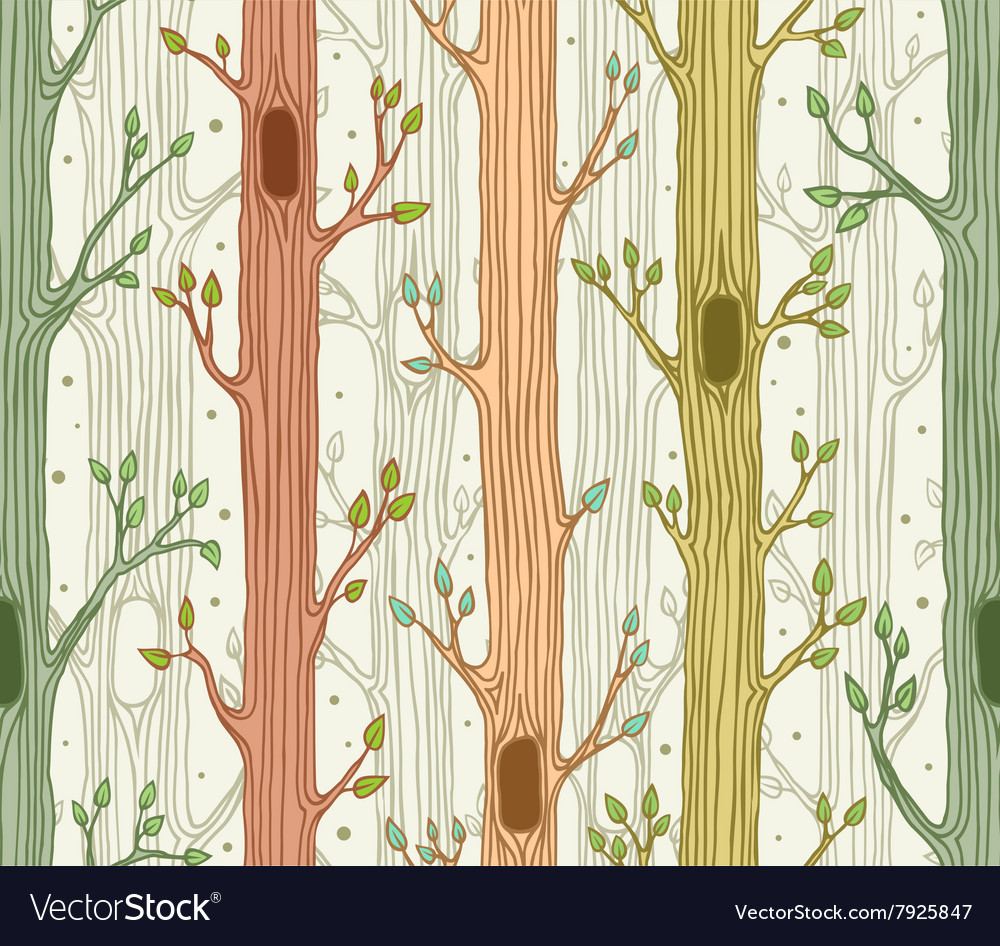 Seamless pattern with trees Royalty Free Vector Image