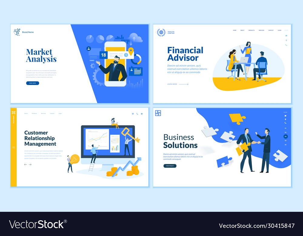Set flat design web page templates Royalty Free Vector Image