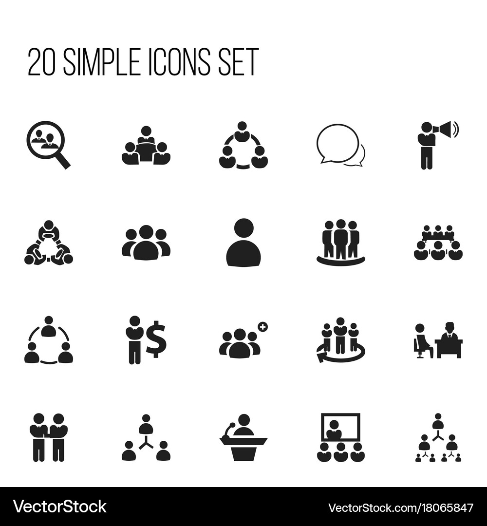 Set of 20 editable cooperation icons includes Vector Image