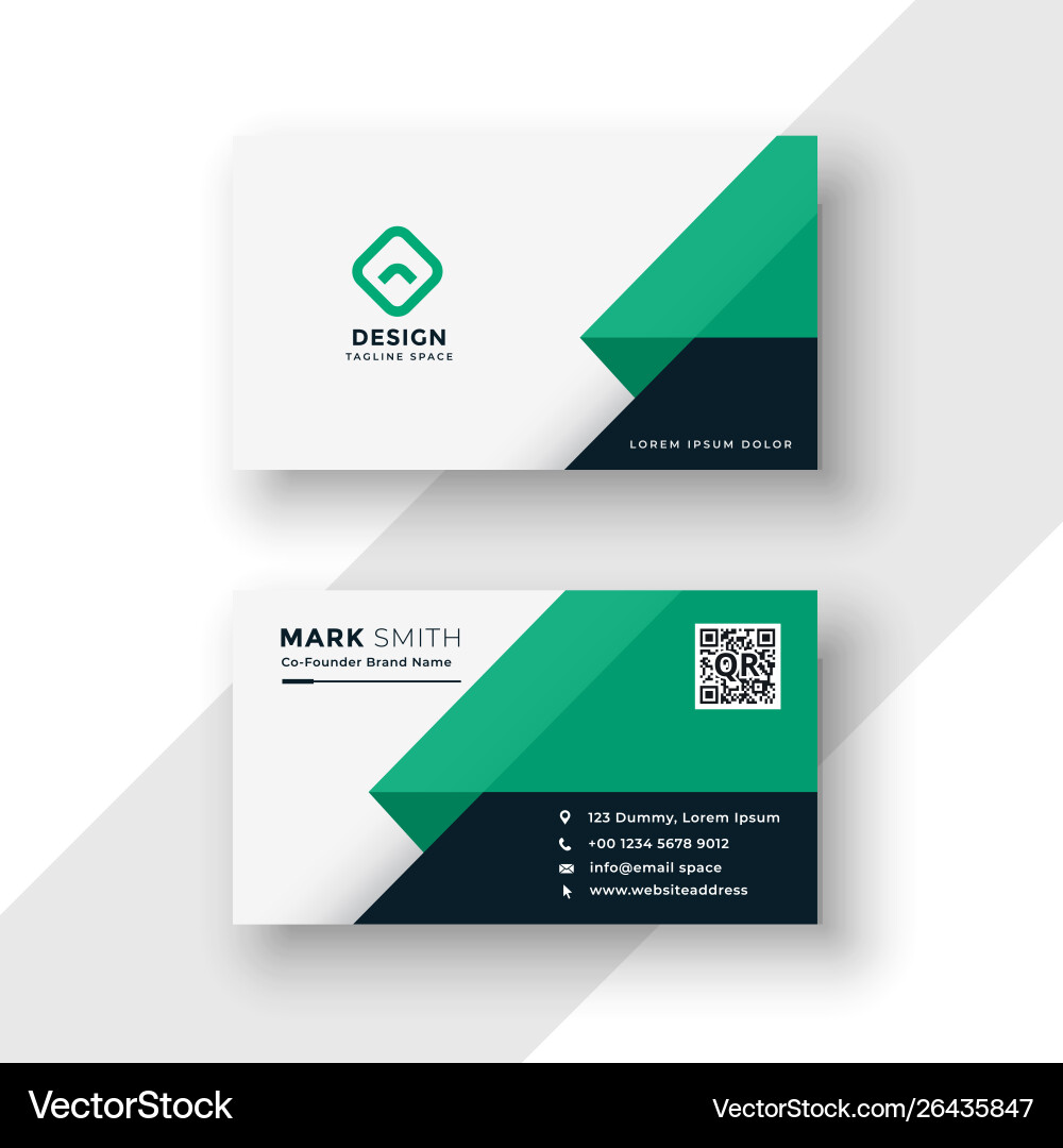 Turquoise business card design template Royalty Free Vector