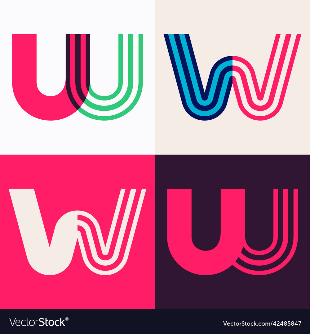 W letter logo set made of overlapping lines Vector Image