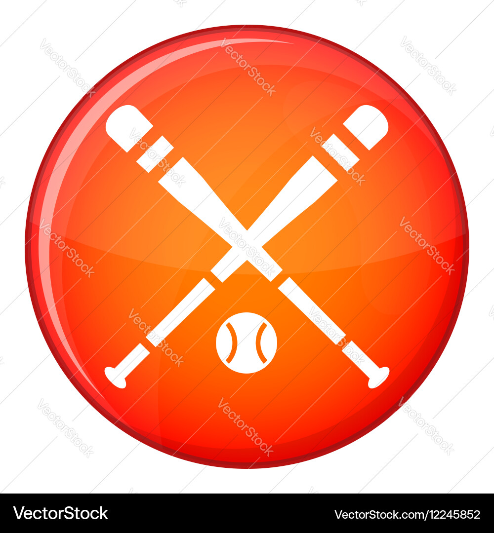 Baseball bat and ball icon flat style Royalty Free Vector