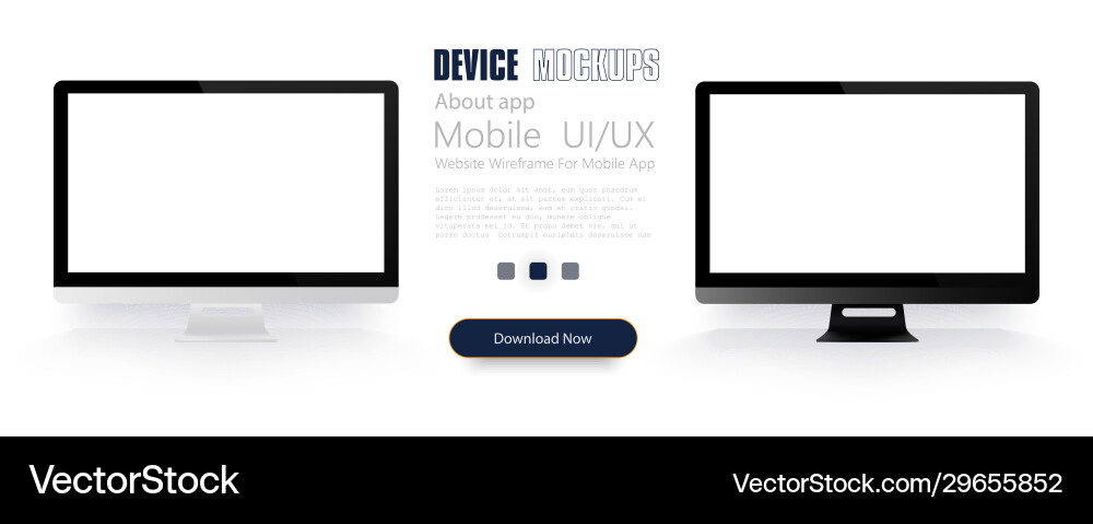 Computer monitor mockup with blank white screen Vector Image