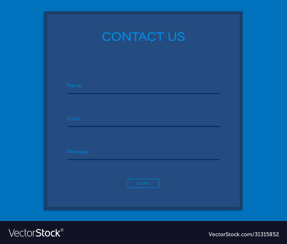 Contact us form in dark blue design template Vector Image