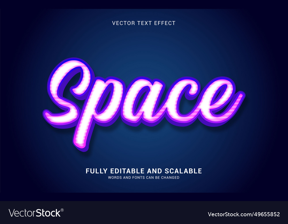 Editable text effect space style Royalty Free Vector Image
