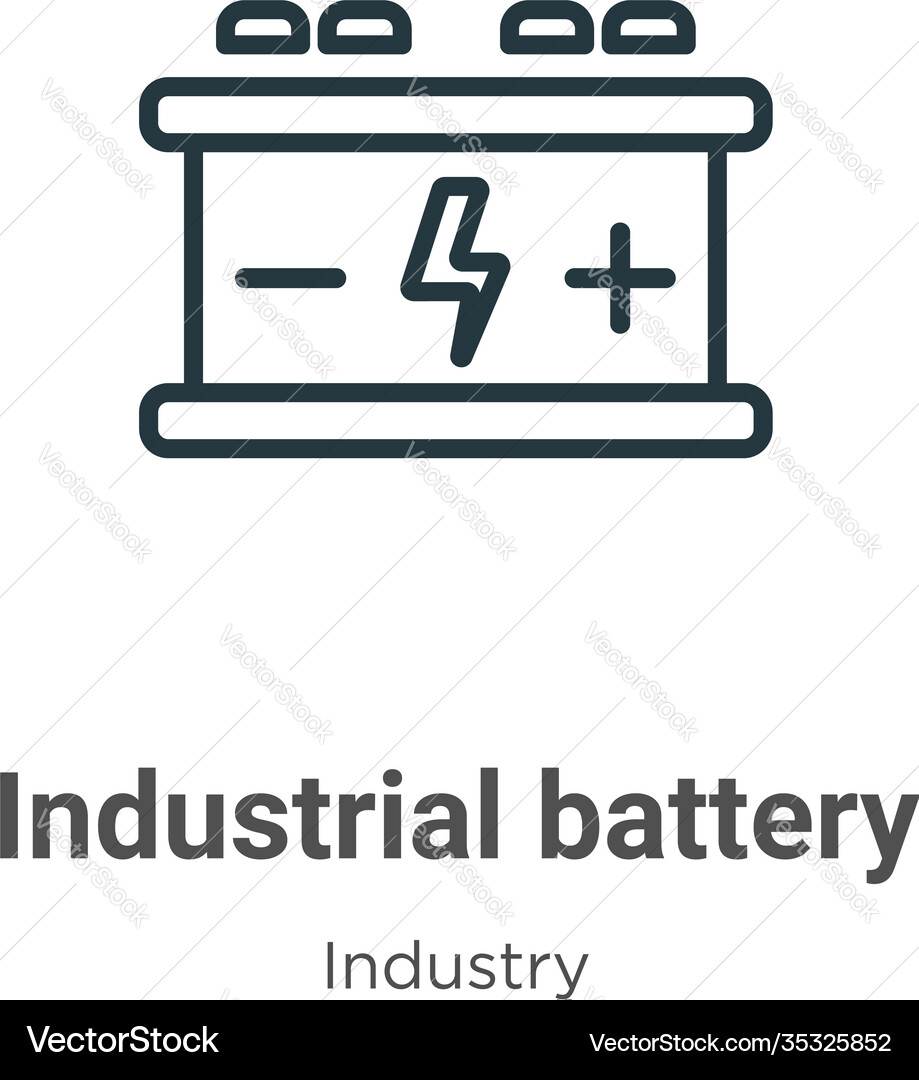 Industrial battery outline icon thin line black Vector Image