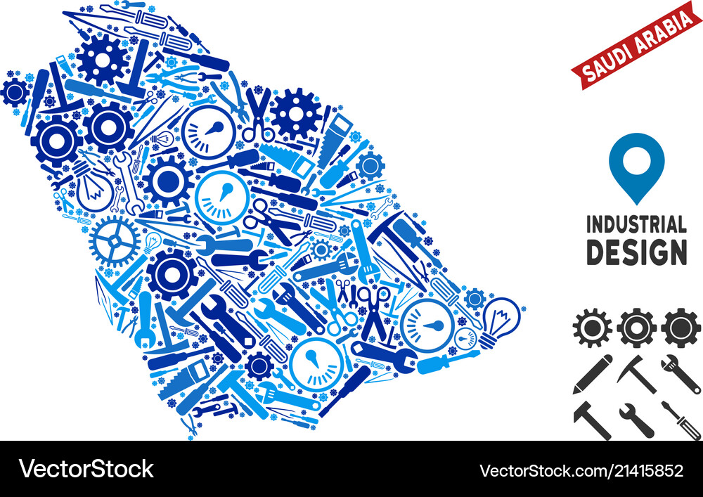 Industrial saudi arabia map mosaic Royalty Free Vector Image