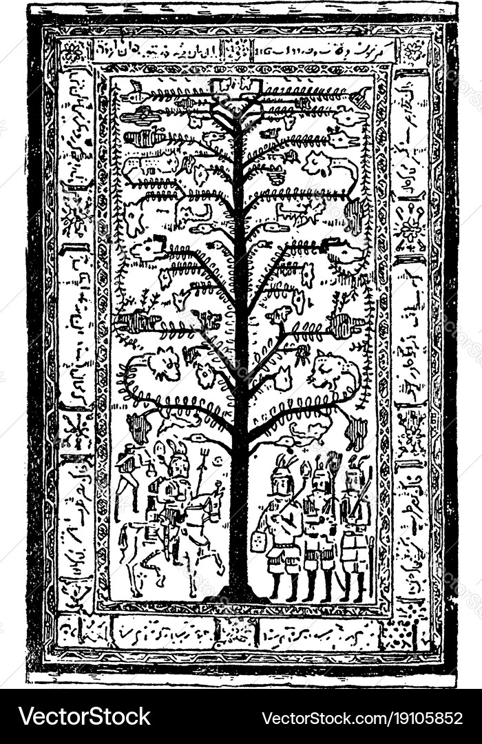 Kerman rug is a representing tree life and the Vector Image