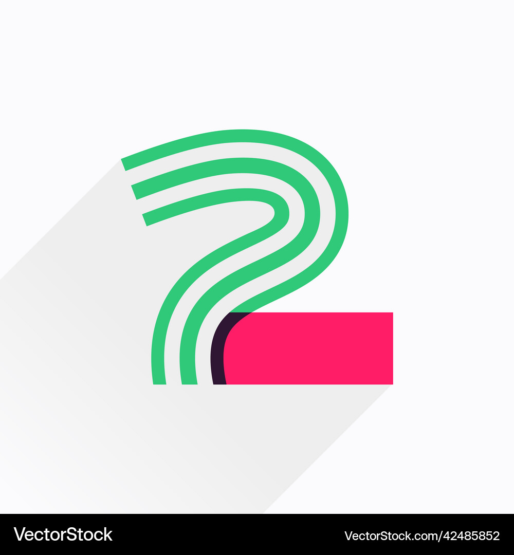 Number two logo made of overlapping lines Vector Image