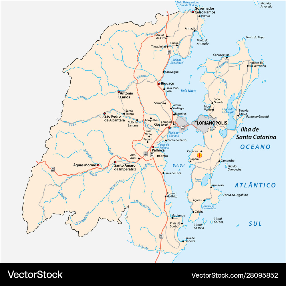 Road map metropolitan area florianopolis brazil Vector Image