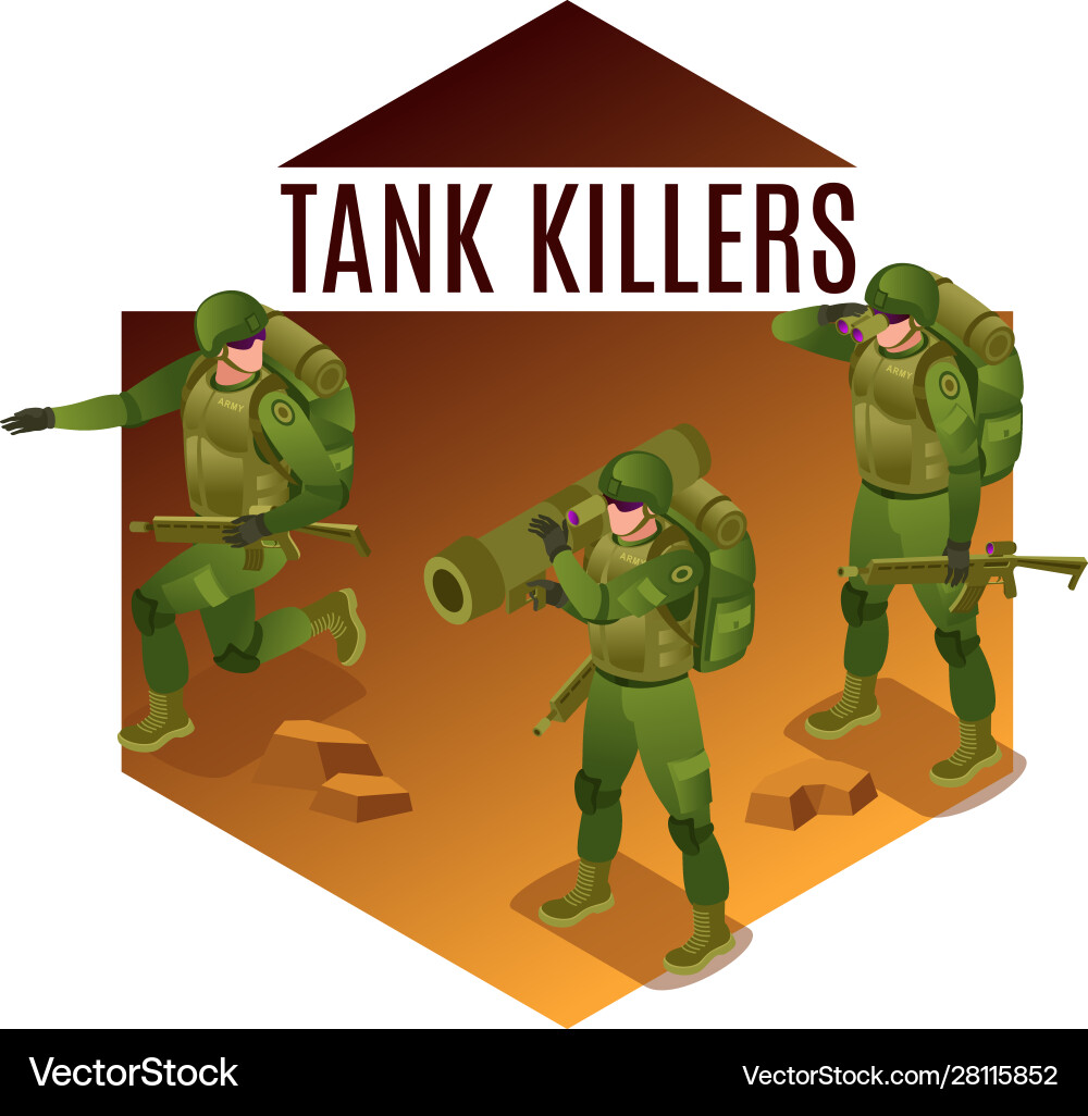 Tank killers modern army soldiers Royalty Free Vector Image