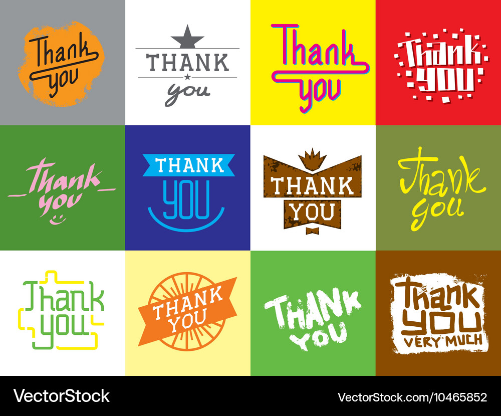 Thank you text lettering Royalty Free Vector Image