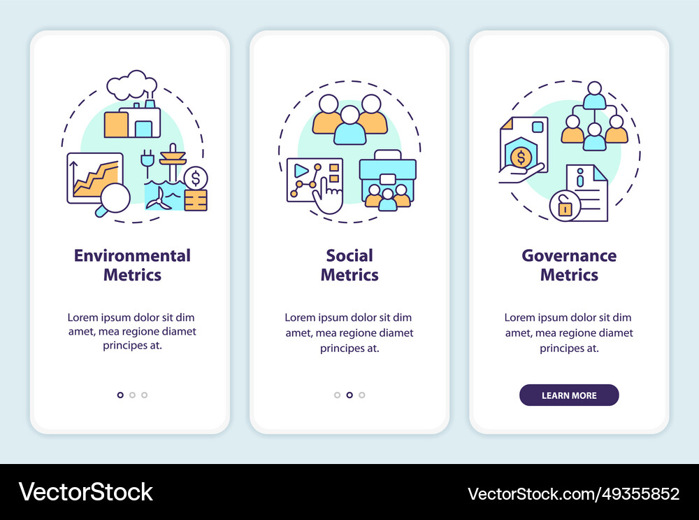 Walkthrough climate metrics with multicolor icons Vector Image